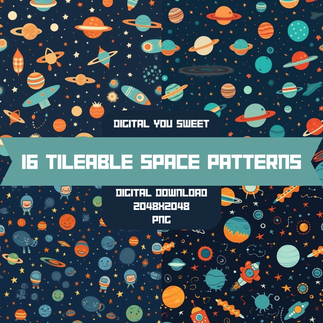 16 Tileable Space Patterns, Digital Download, Digital Paper, Digital ...