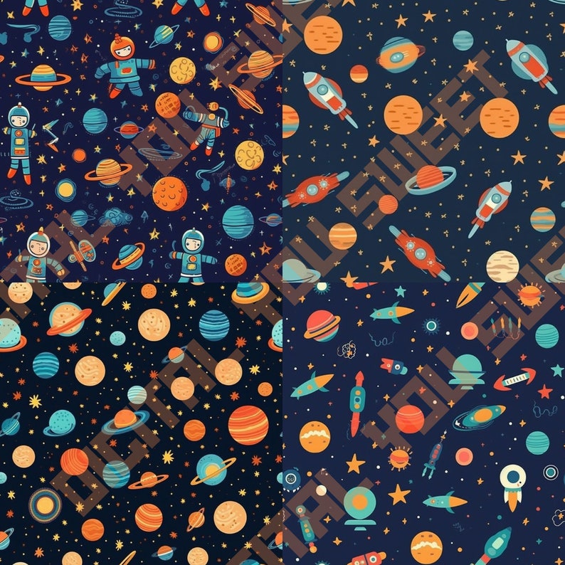 16 Tileable Space Patterns, Digital Download, Digital Paper, Digital ...