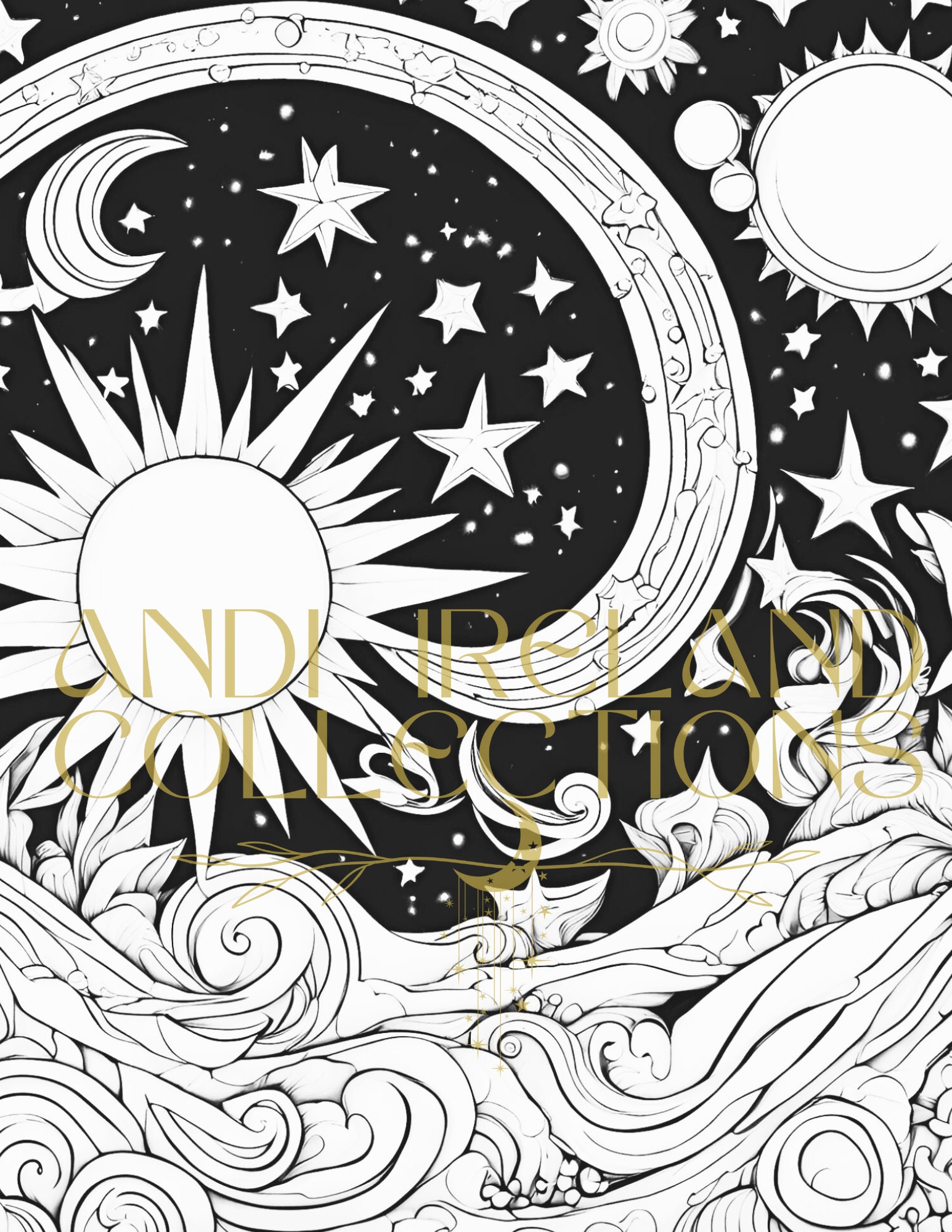 12 Sun, Moon, and Stars Printable Coloring Pages, Coloring Book ...