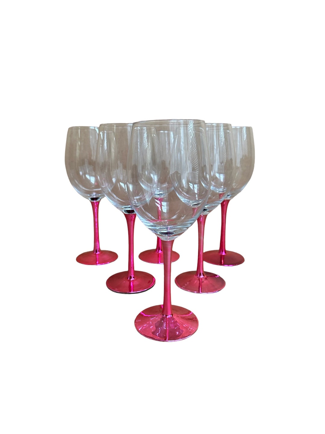 Vintage Pink Chrome Dipped Wine Glasses Set of 6 - Etsy