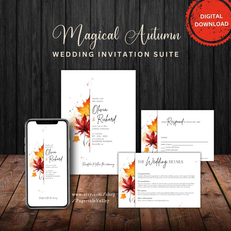 Wedding Invitation Autumn - Etsy