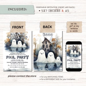Spooky Pool Party Invitation | Halloween Ghosts (canva Edit, Instant ...