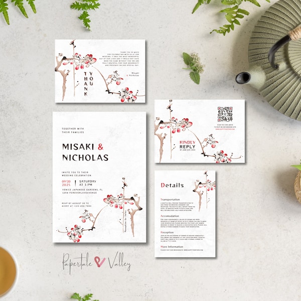 Japanese Wedding Invitation Cards - Etsy