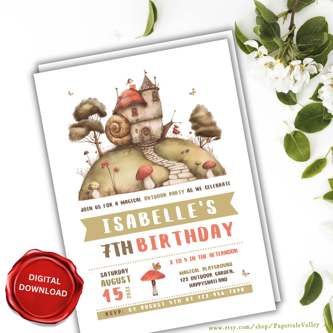 Snail Castle Birthday Invitation: Surreal Outdoor Party (digital ...