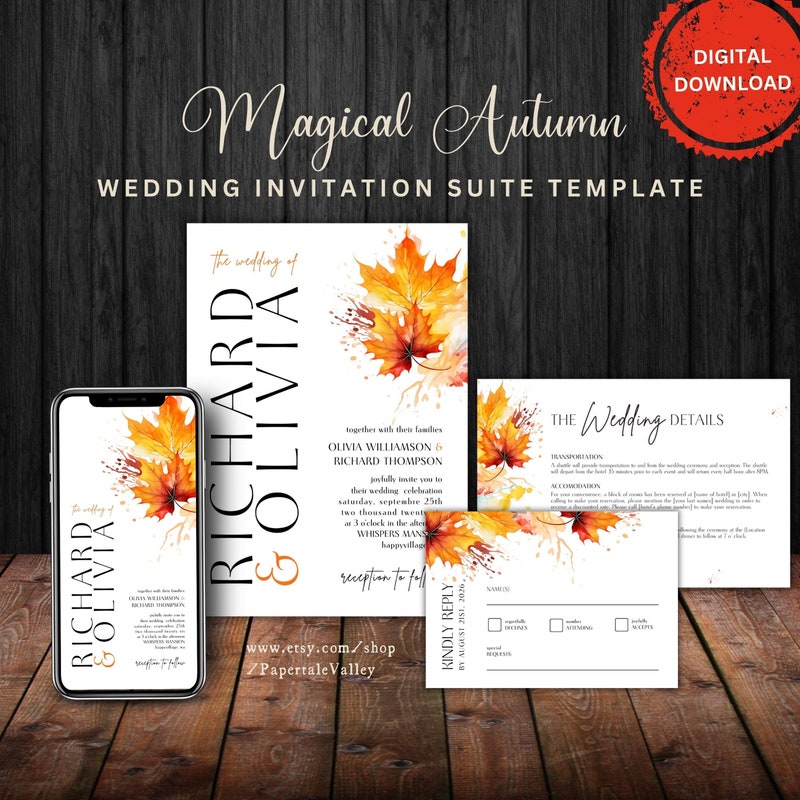 Wedding Invitation Autumn - Etsy