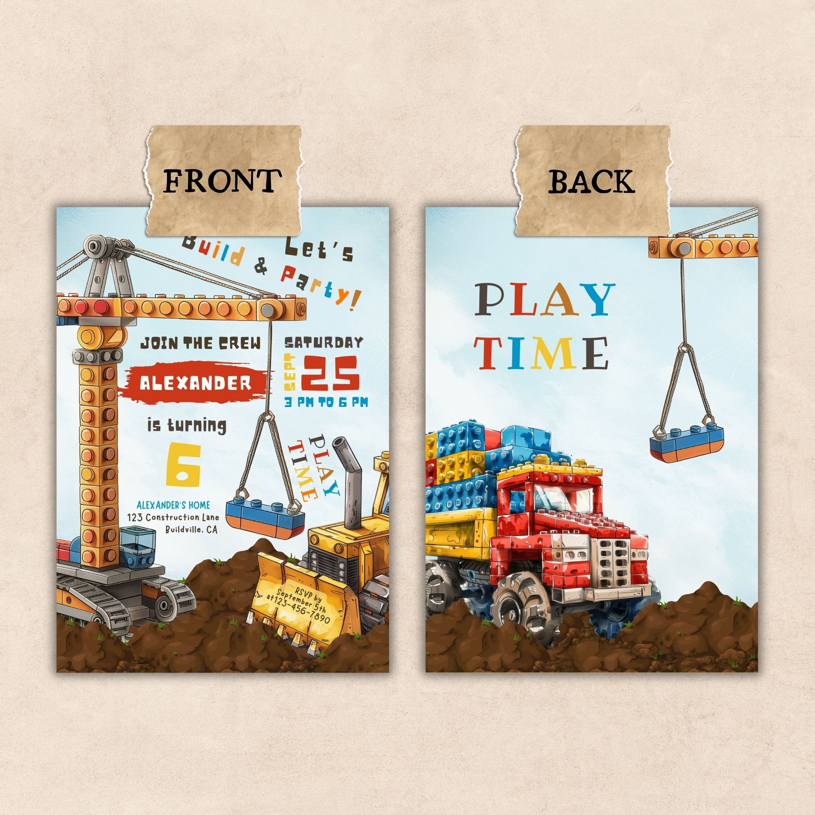 Editable Construction Birthday Invitation Template | Build 'n' Bash ...