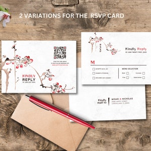 Japanese Sakura Template Wedding Set, Minimalist Floral Editable ...