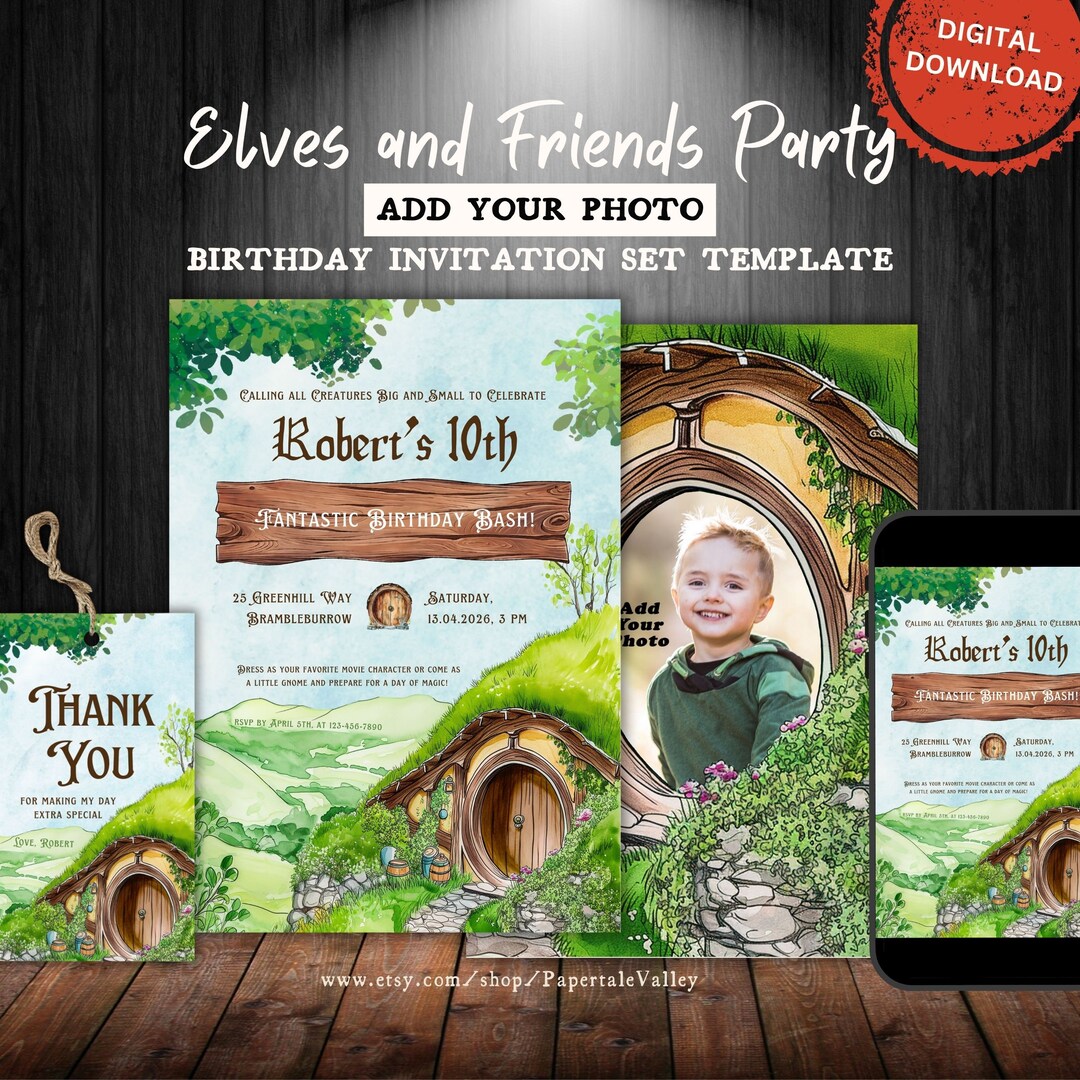 Elves and Friends Birthday Party Invitation Template Printable ...