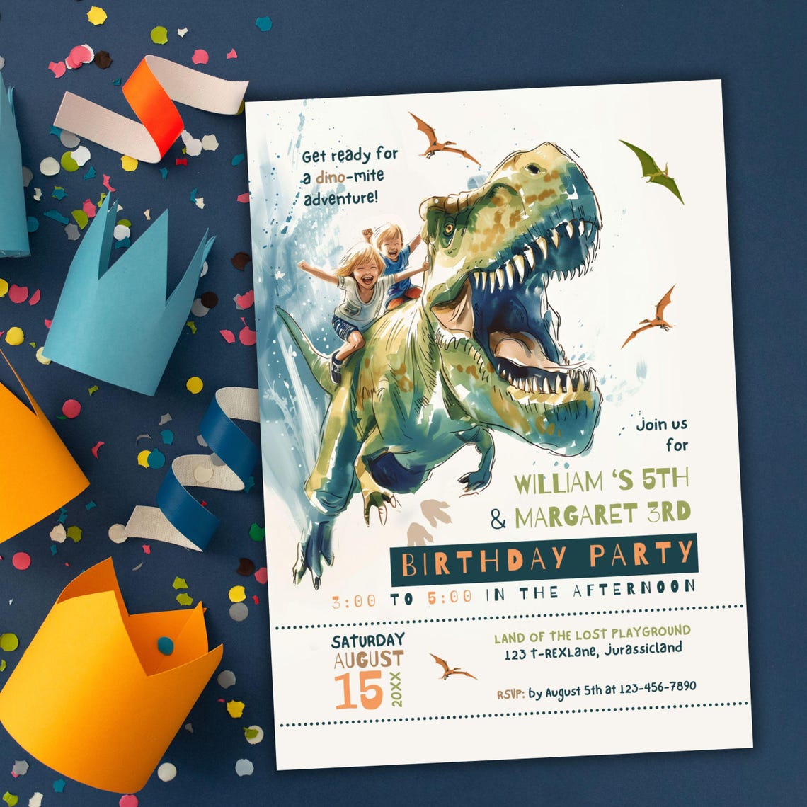 Editable T-rex Birthday Party Invitation: Jurassic Dino Ride (digital ...
