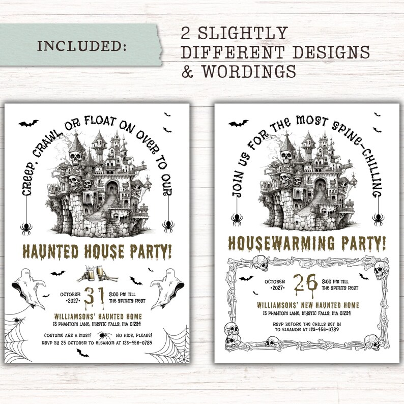 Editable Haunted House Halloween Party Invitation Template | Printable ...