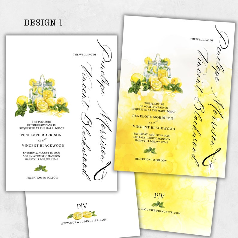 Editable Lemons and Lemonade Wedding Invitation Template Exotic Wedding ...