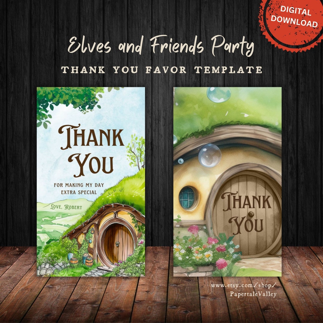 Elves and Friends Birthday Thank You Favor Tag Template Printable Label ...