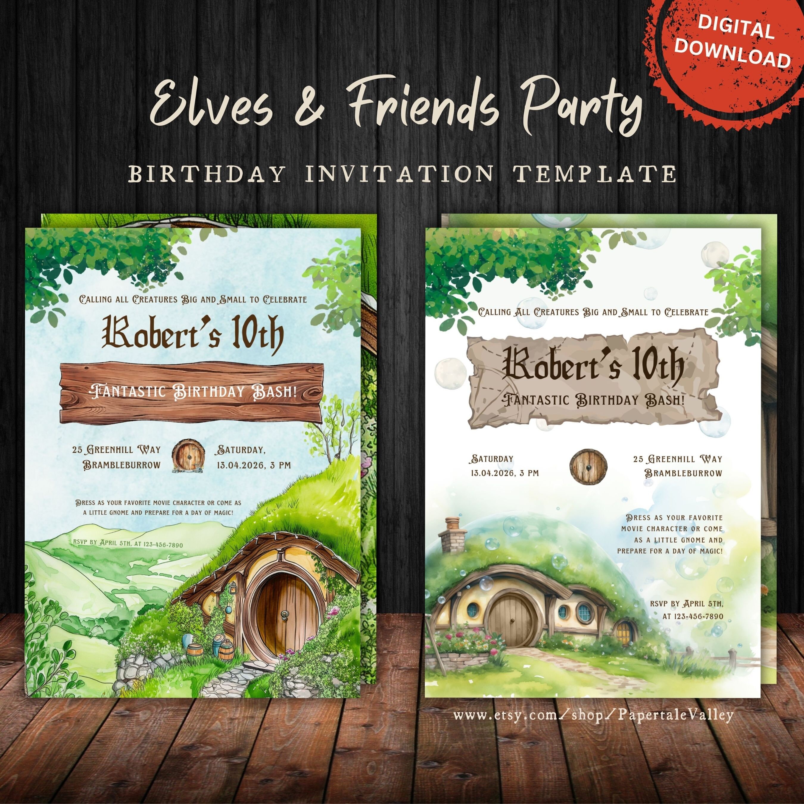 Elves and Friends Birthday Party Invitation Template | Printable ...