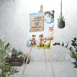 Knights and Dragons Birthday Welcome Sign Template (digital Download ...