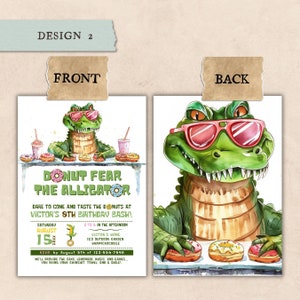 Editable DONUT CROCODILE Pool Party Invitation TEMPLATE Summer Party ...