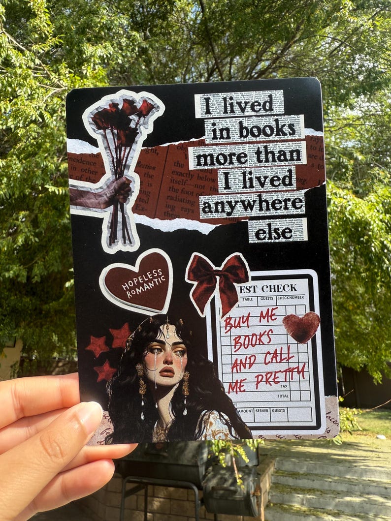 Dark Academia Kindle Insert | Hopeless Romantic, Book Lover Gift - Etsy