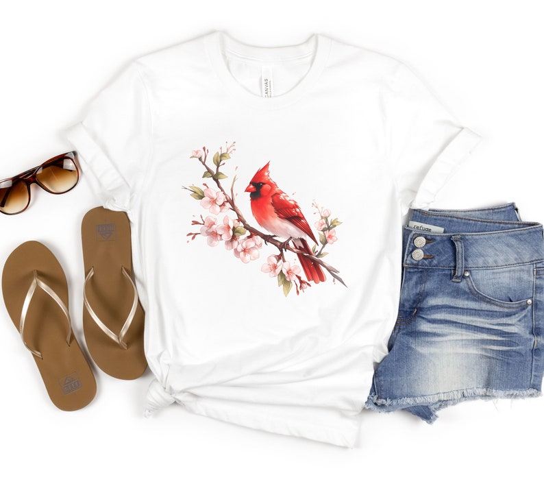 Cardinal T-shirt, Cardinal Bird Graphic Tee, Red Cardinal Bird Shirt ...