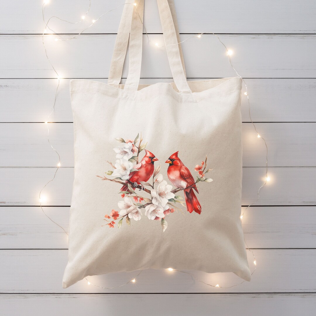 Cardinal Bird Tote Bag, Bird Tote Bag, Cardinal Shopping Bag, Dogwood ...