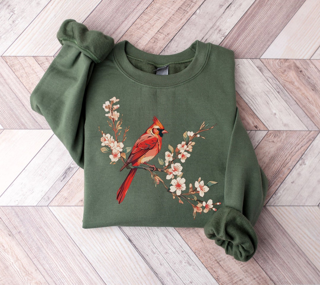 Cardinal Bird Sweatshirt, Cardinal Crewneck, Red Cardinal Bird Shirt ...