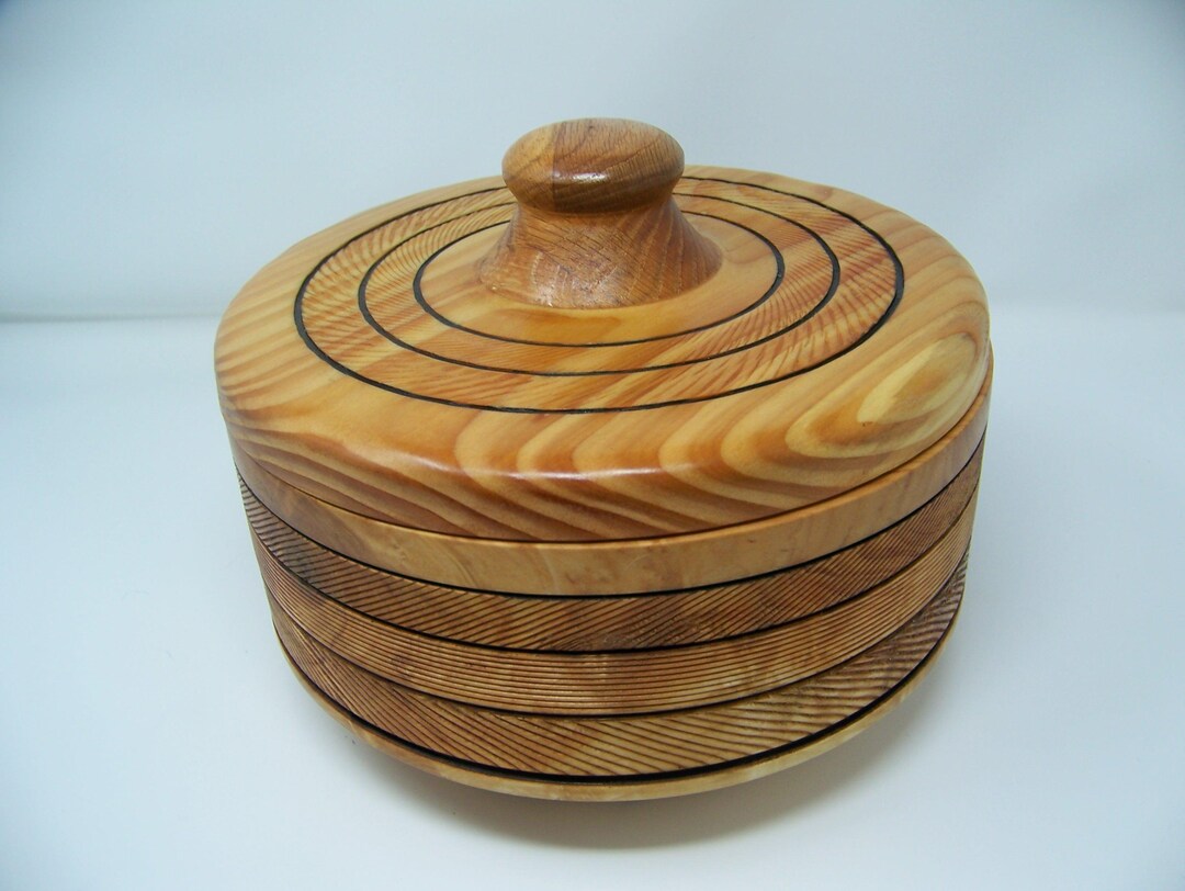 Maple and Douglas Fir Large Covered Bowl With Lid and Divided ...