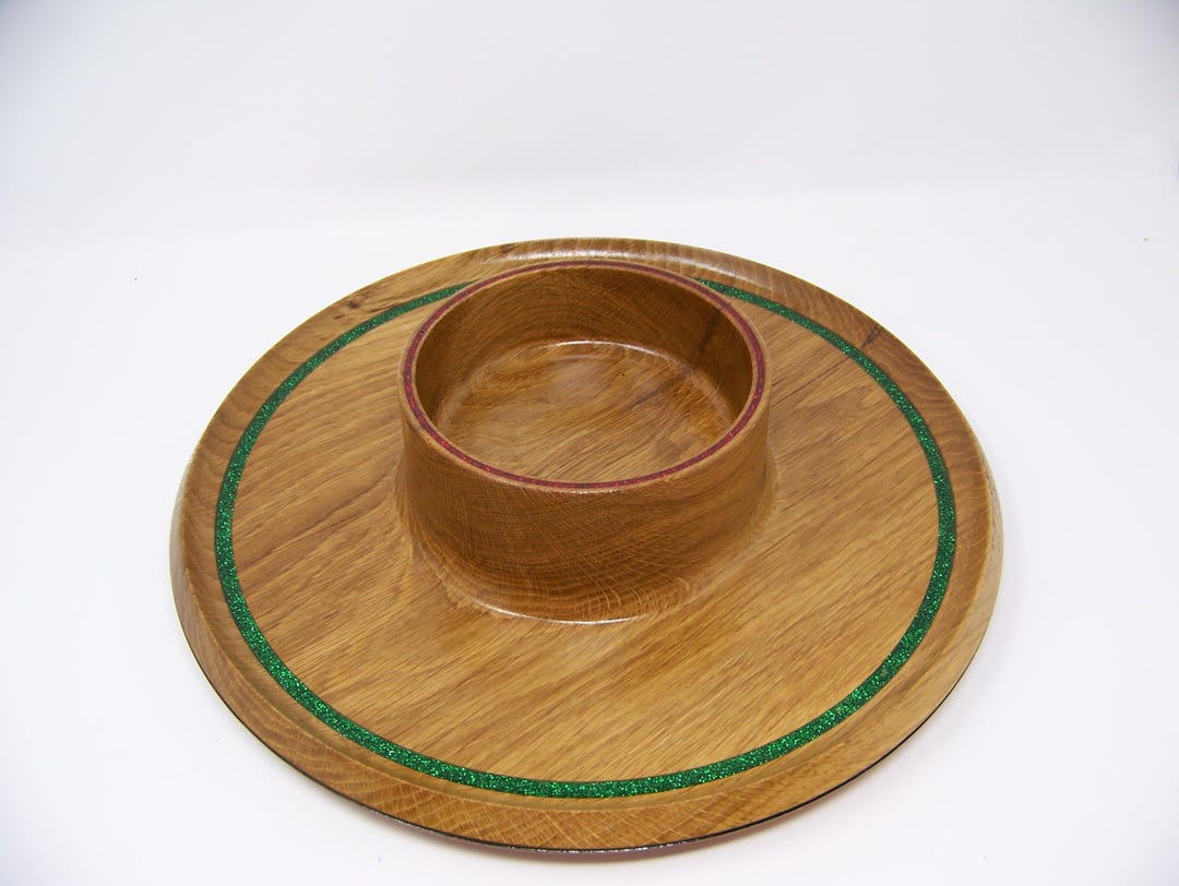 Oak - Candy Dish - Serving Dish - Christmas Accent Colors Inlayed ...
