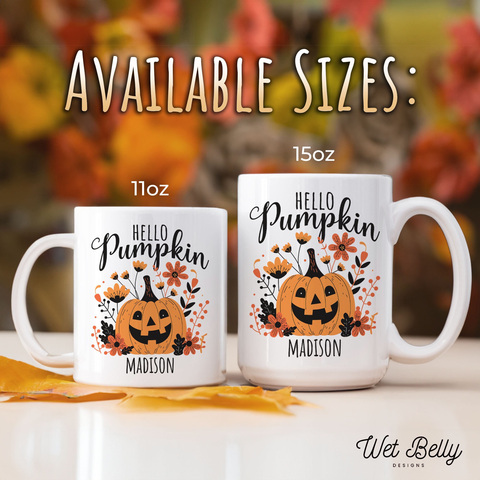Hello Pumpkin Coffee Mug With Name, Custom Fall Mug With Pumpkin and ...