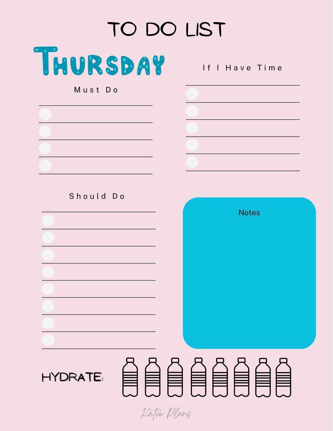 To Do List, Monday Thru Friday + 1 Blank - Etsy