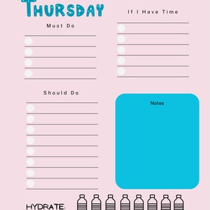 To Do List, Monday Thru Friday + 1 Blank - Etsy