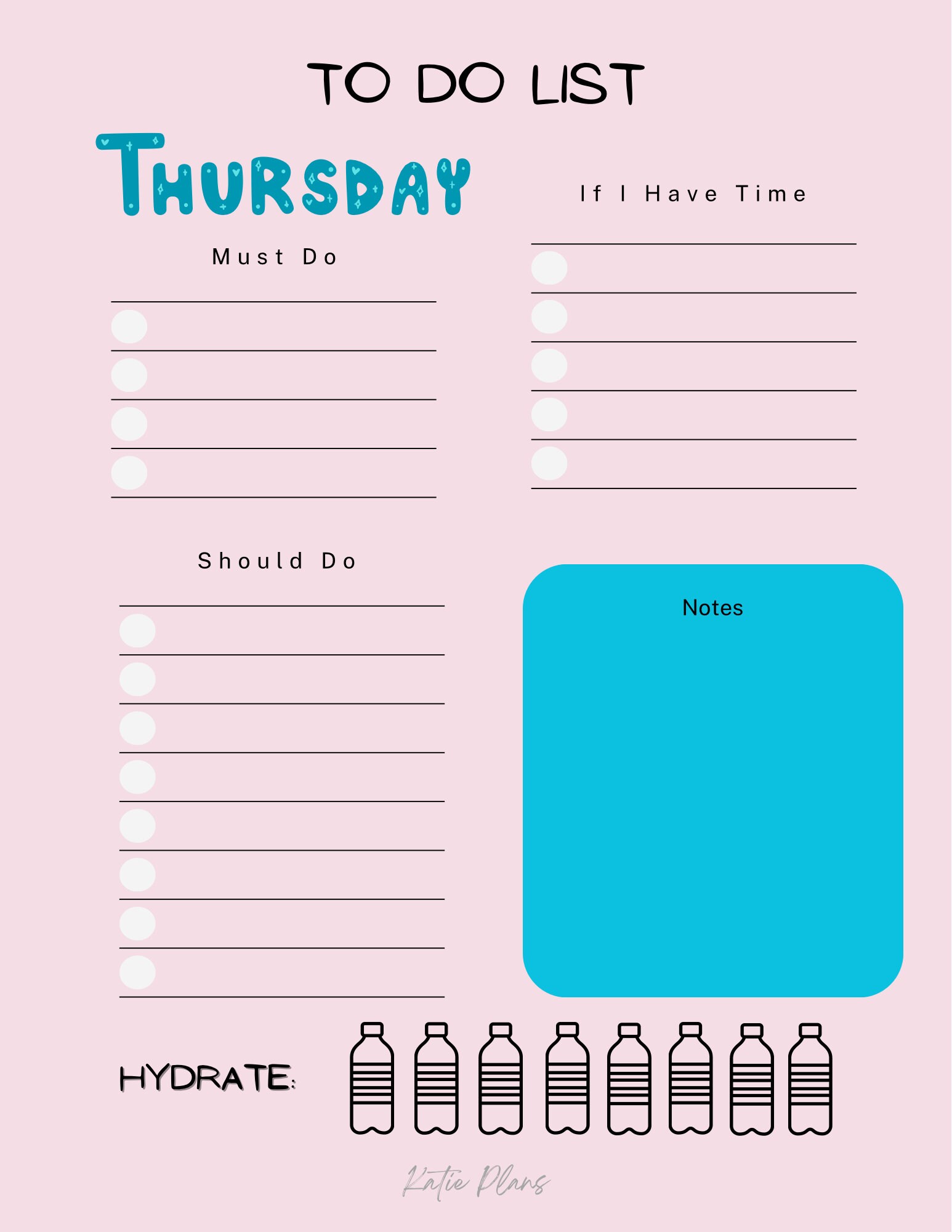 To Do List, Monday Thru Friday + 1 Blank - Etsy