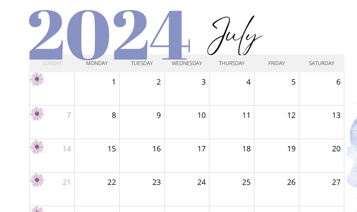 July 2024 Monthly & Weekly Digital Planner Spread - Etsy