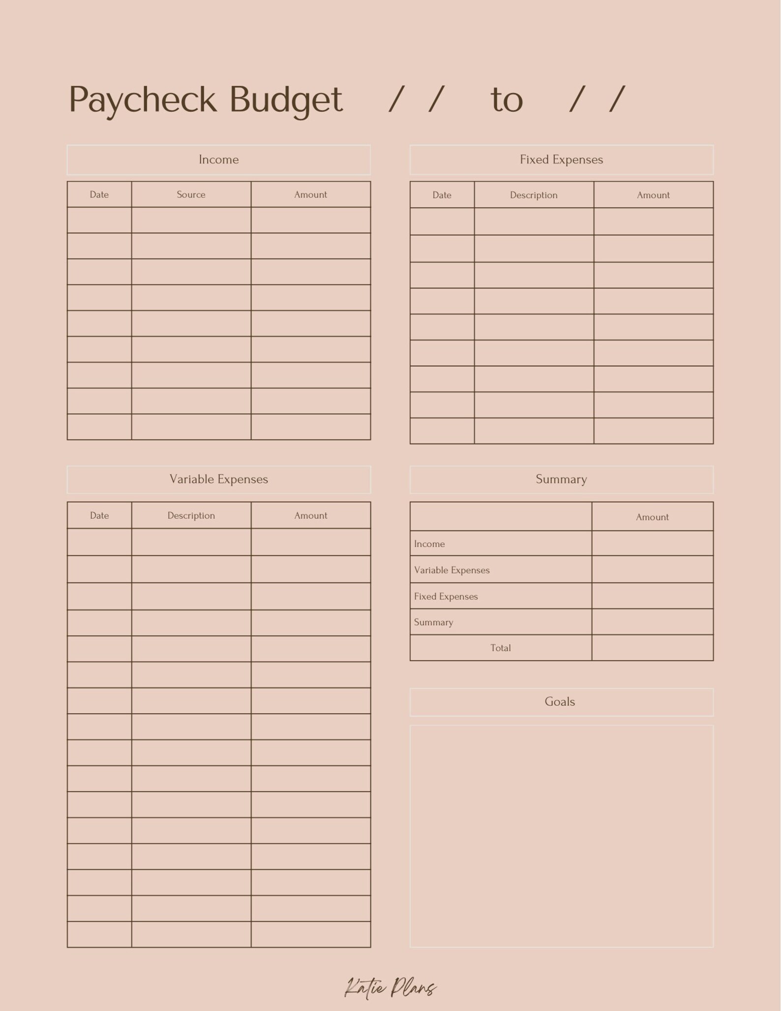 Paycheck Budget Sheet - Etsy
