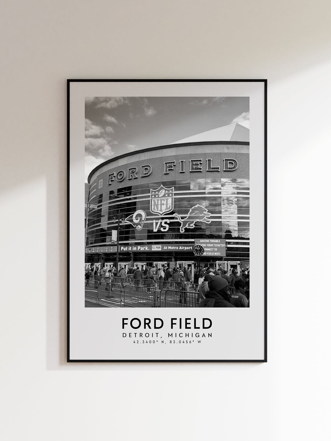 Ford Field Stadium Poster, Detroit Lions, Stadium Print, Ford Field ...