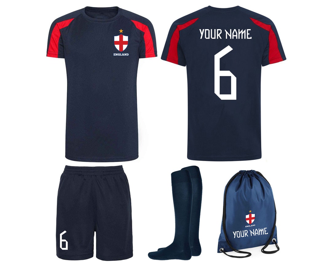 Personalised England Style Football Kit Custom Football Shirt Shorts ...