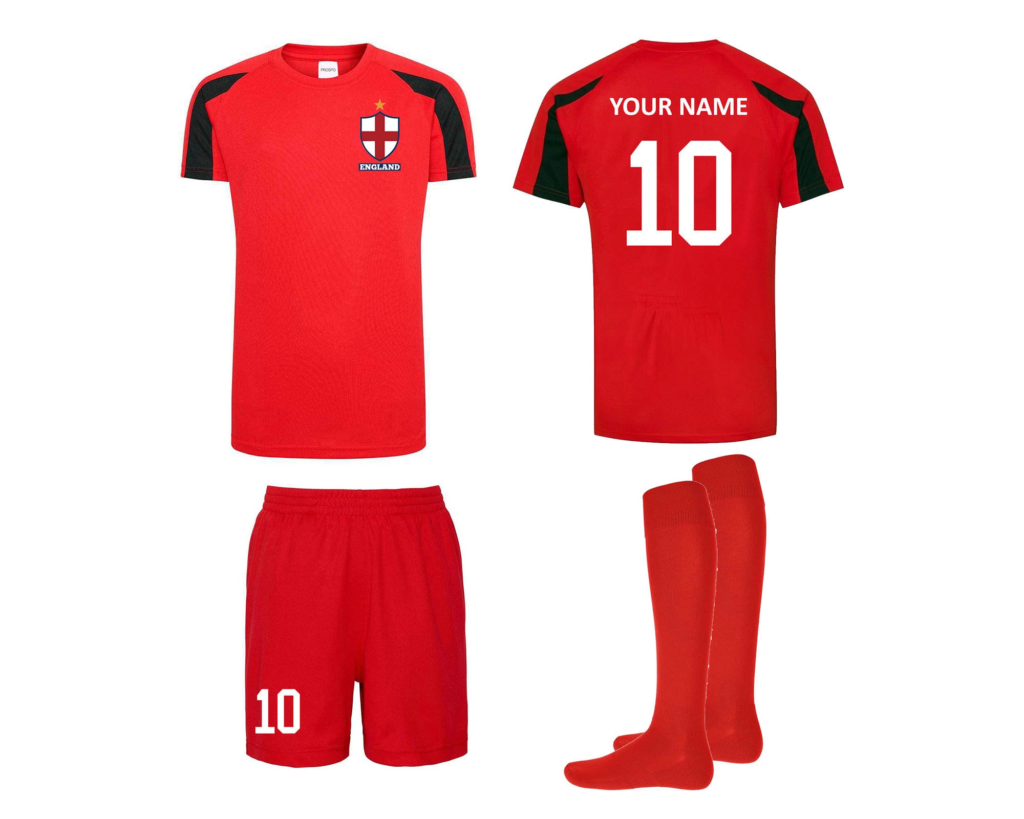 Personalised England Football Kits Custom Football Shirts Shorts and ...