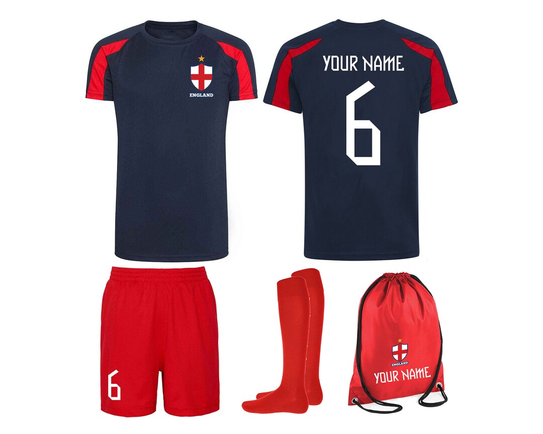 Personalised England Style Sports Kits Custom Football Shirt, Shorts ...