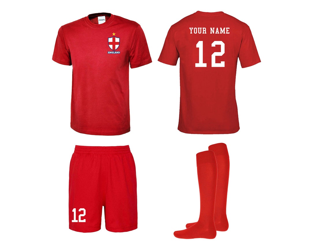 Personalised England Football Kits Custom Football Shirt, Shorts and ...