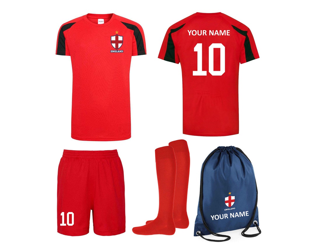 Personalised England Football Kits Customised Shirts, Shorts, Socks and ...