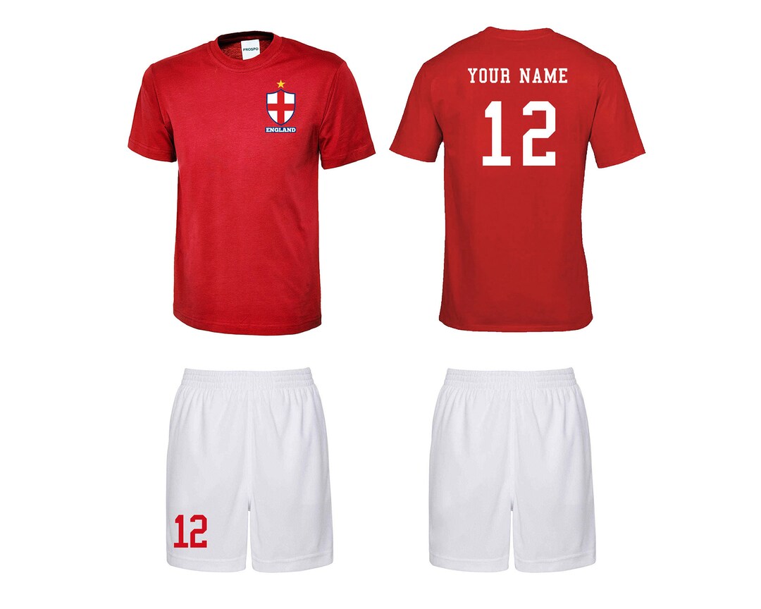 Personalised England Style Sports Kits Football Shirts and Shorts for ...