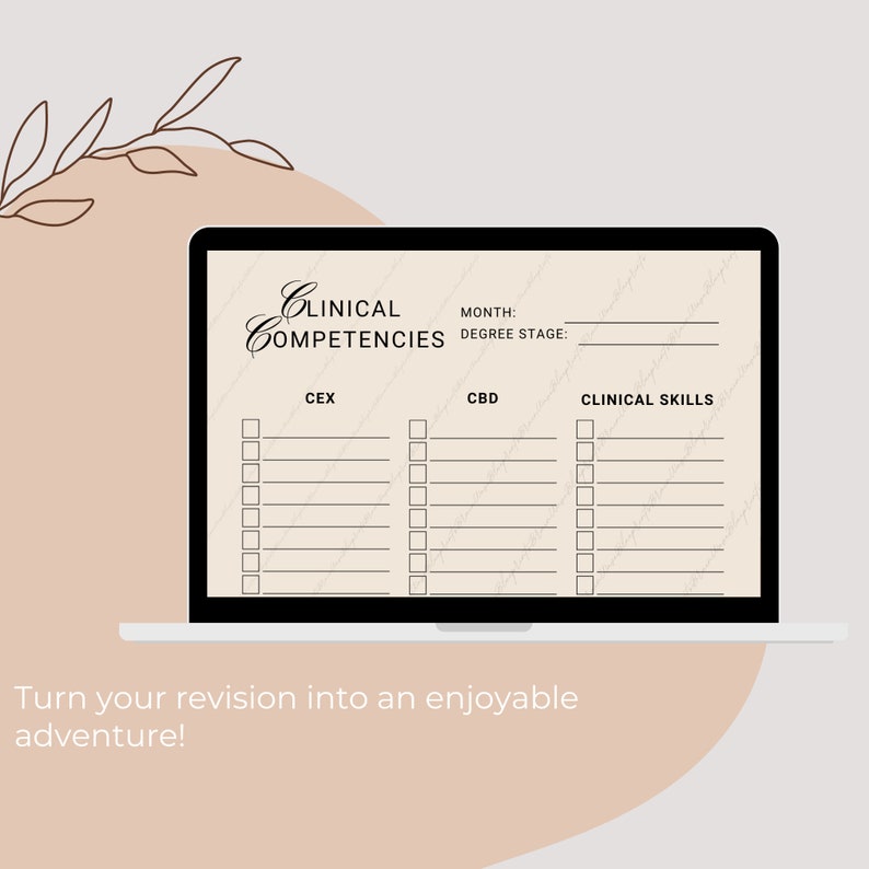 Clinical Competencies Check List Digital Template - Etsy