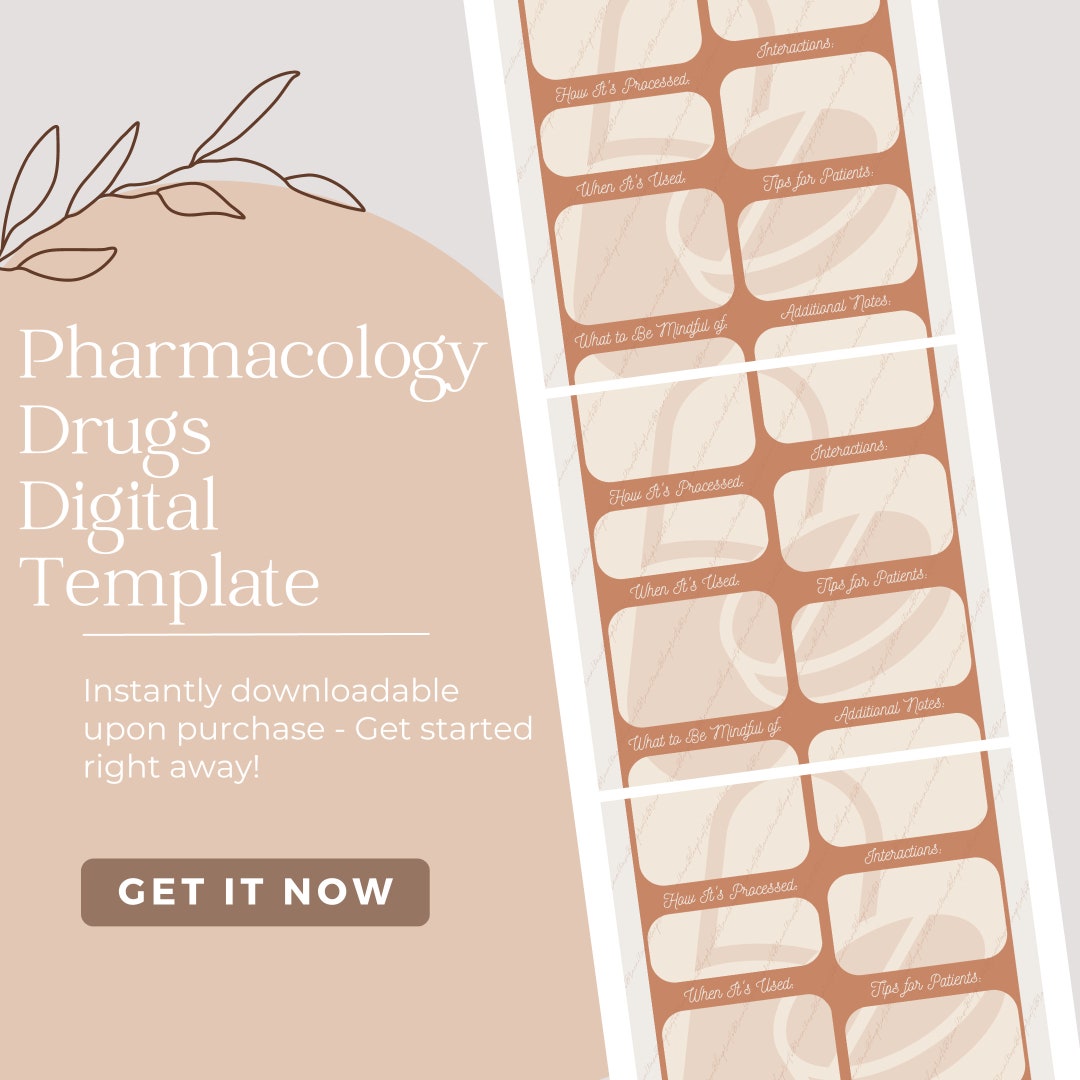 Pharmacology Drugs Name Digital Template for Revision - Etsy