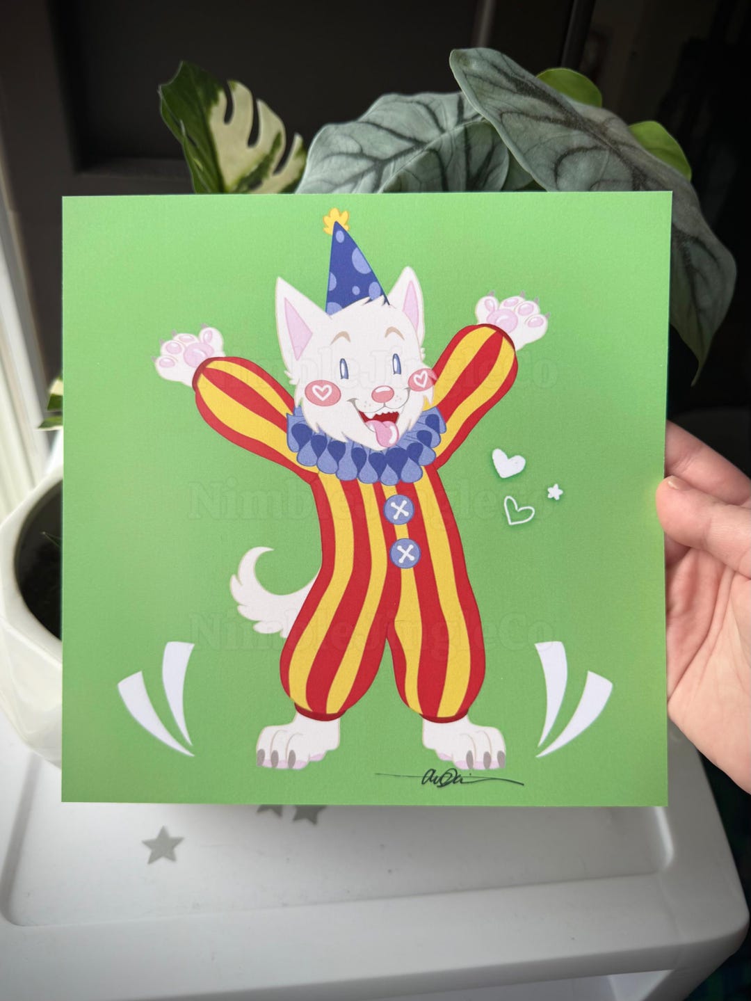 White Jester Dog - 8x8 Art Print - Signed by Artist! - Etsy