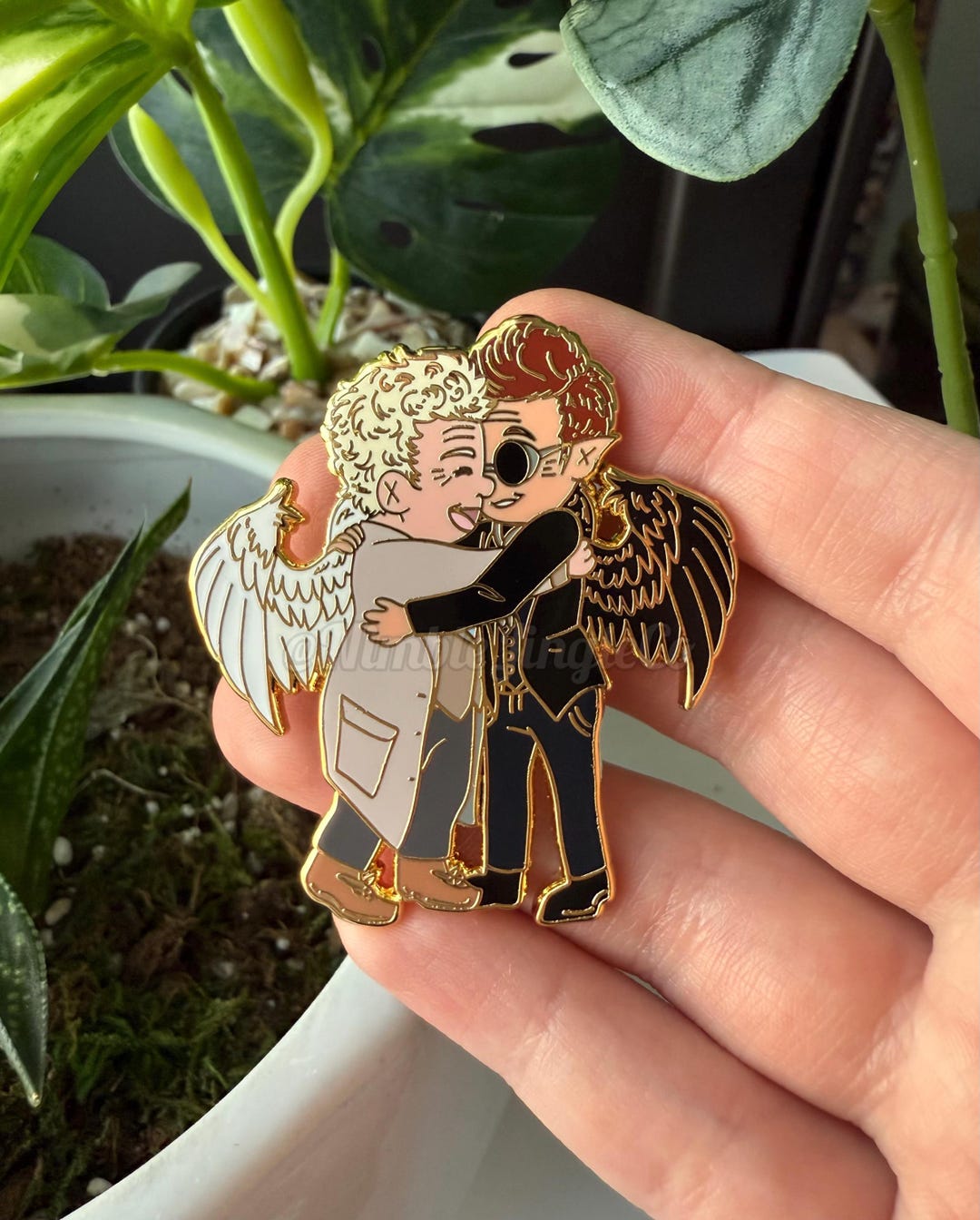 Angel and Demon Lovers Hug Enamel Pin - Etsy