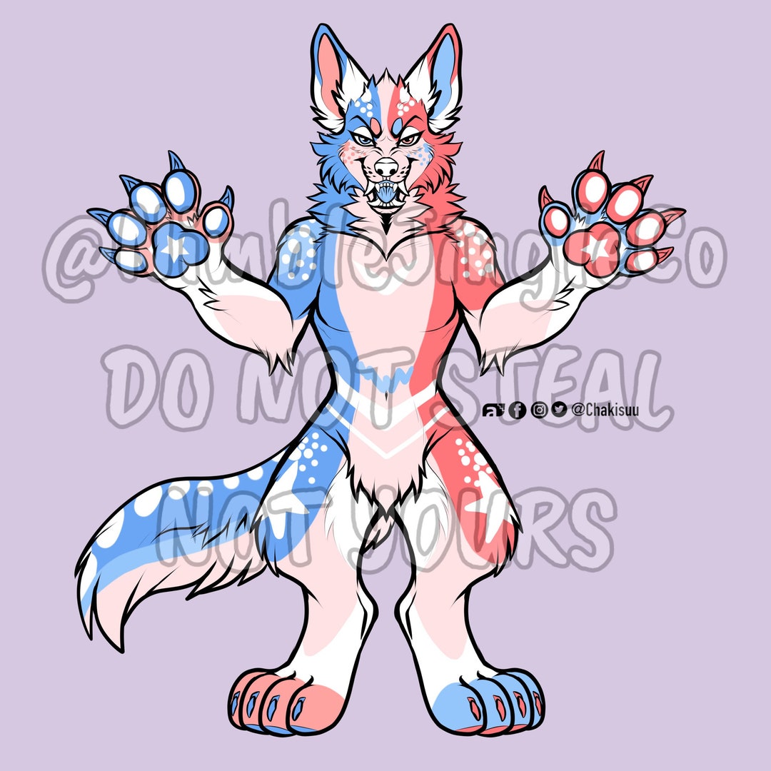 Furry Adopt! Red and Blue Wolf - Etsy