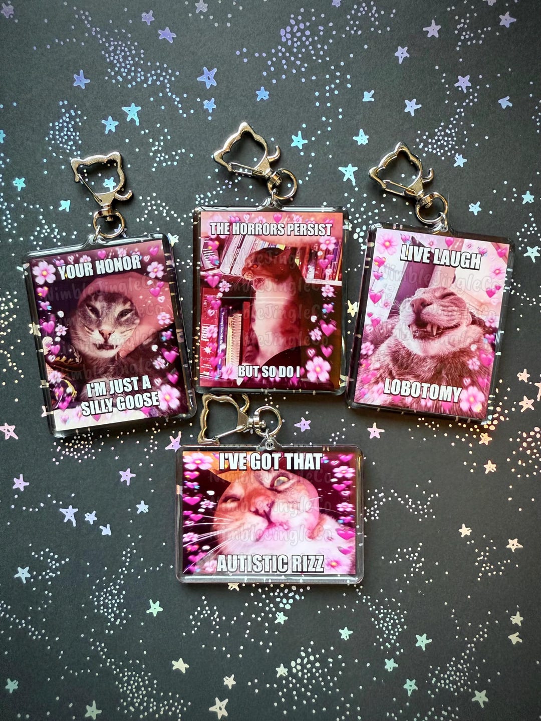 Cat Meme Keychains Part 3! MIXED QUALITY, Read Description! - Etsy