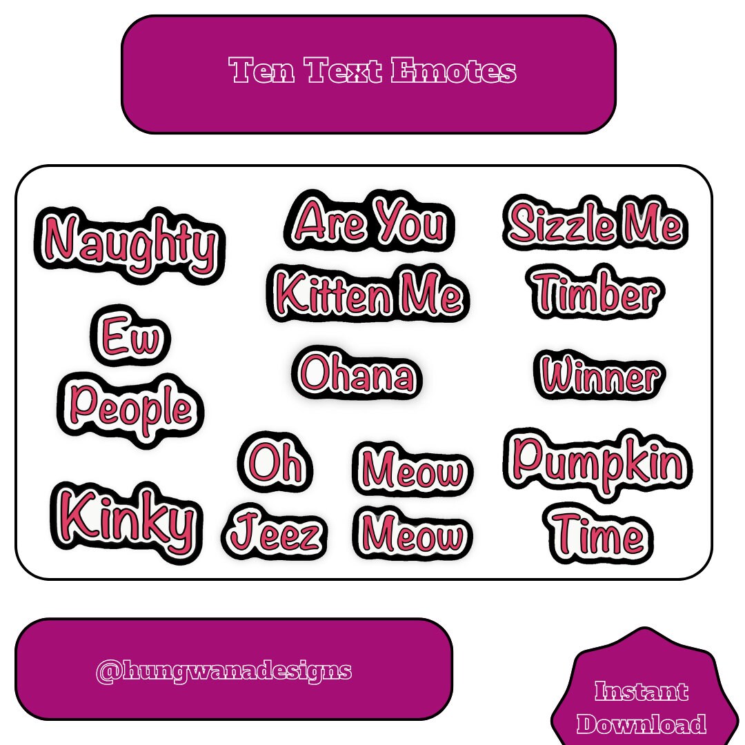 Twitch Text Emotes 10 Text Emotes - Etsy
