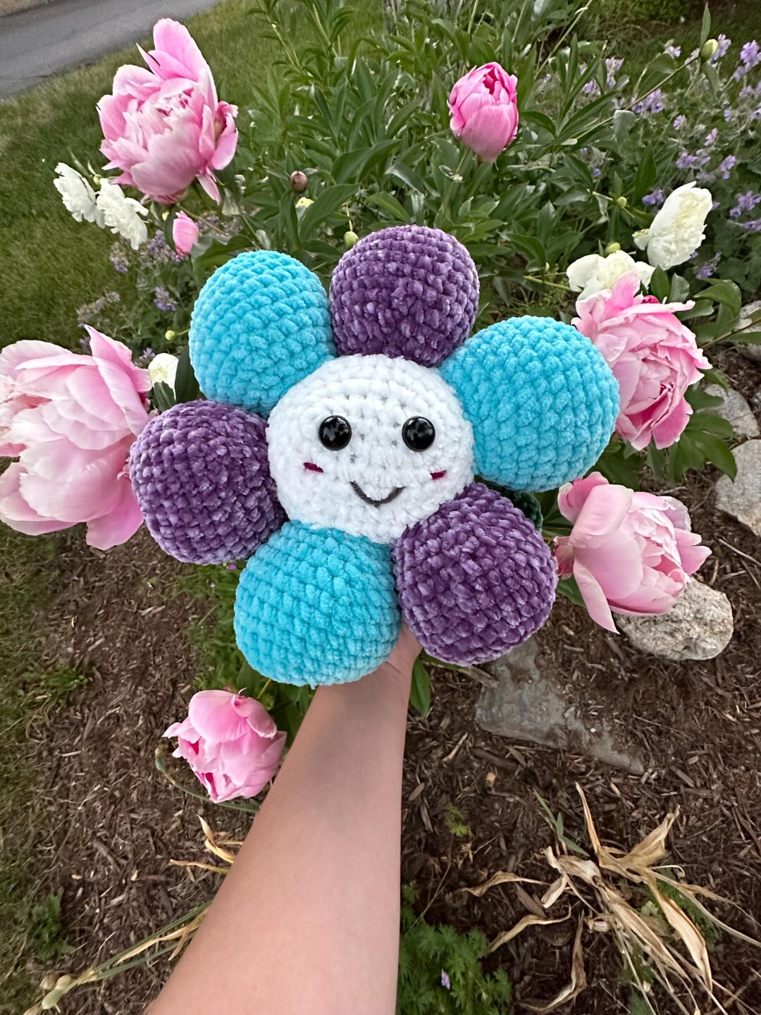 Handmade Crochet Flower Puff Plush - Persobalized Flower Girl Proposal ...