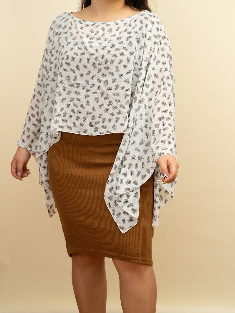 Black & White Feather Scarf Poncho - Multiway Wrap, Multi-way Scarf ...