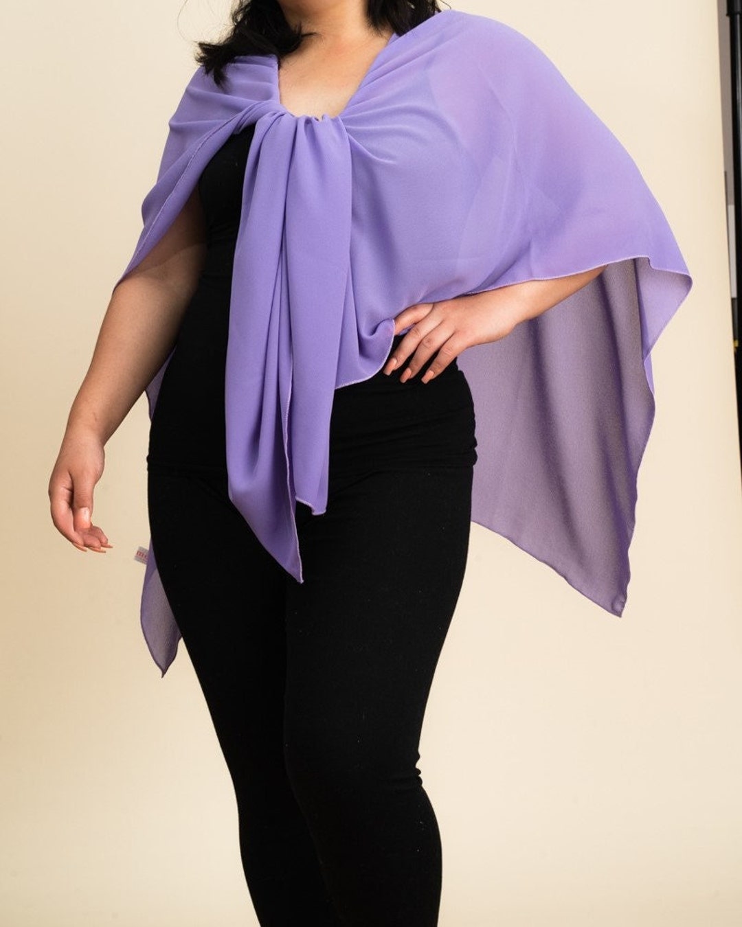Lavender Scarf Poncho - Chiffon Wrap - Purple Shawl - Multiway Scarf ...