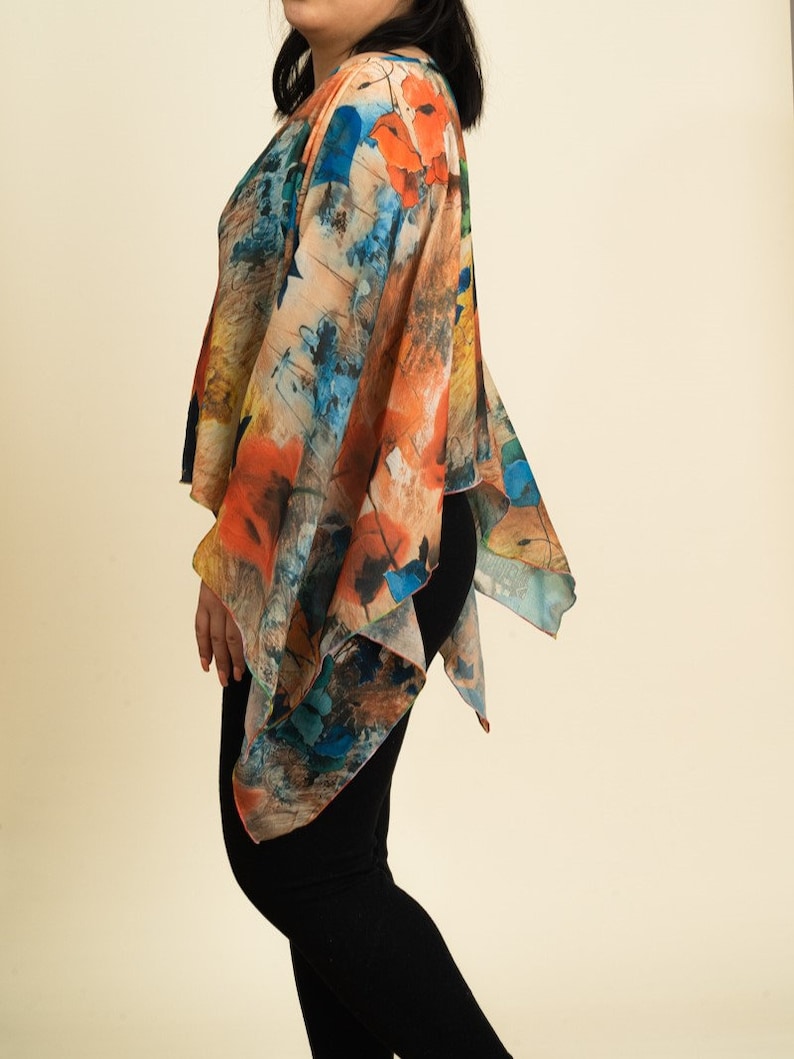 Orange Watercolor Scarf Poncho - Multiway Wrap, Multi-way Scarf ...