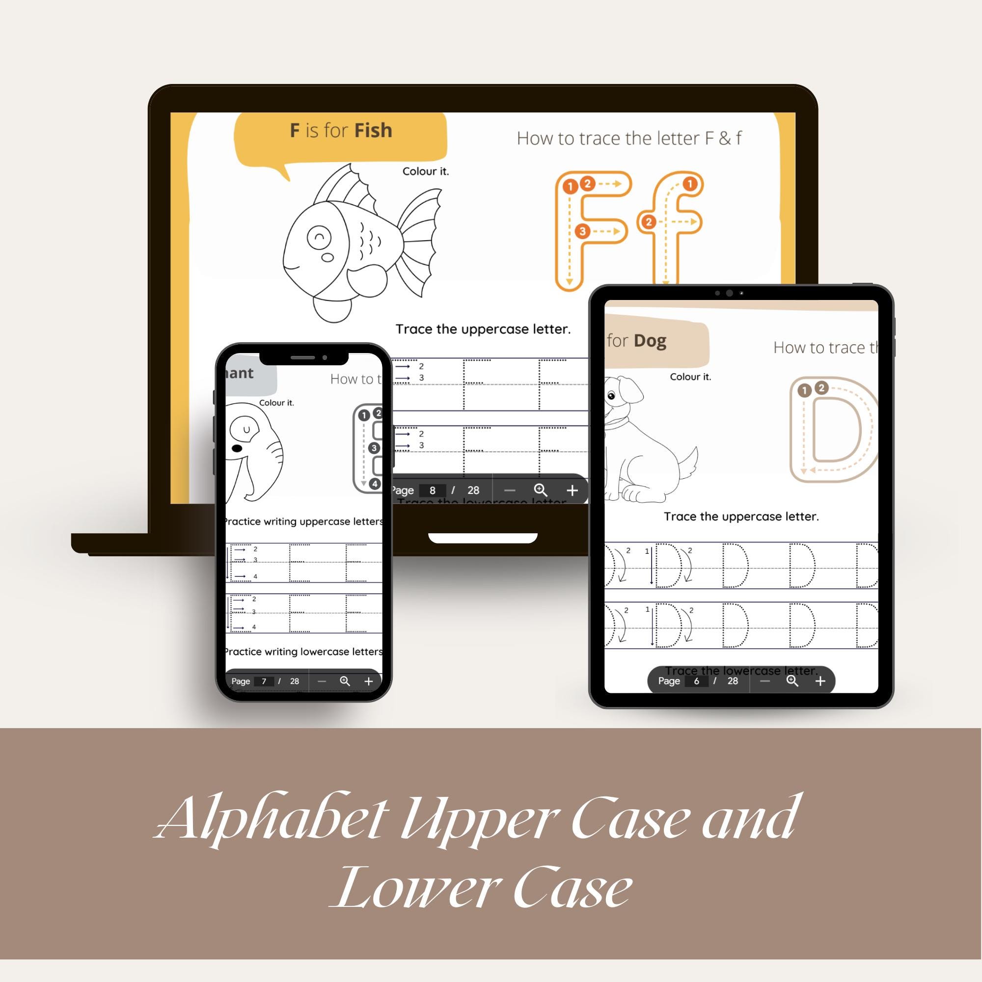 28 Page Printable Alphabet ABC With Animals Upper Case and Lower Case ...